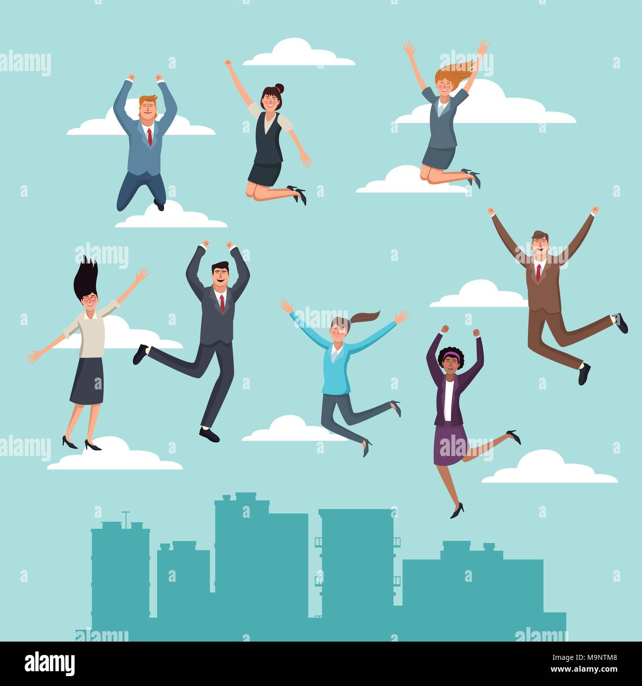Happy business people jumping Stock Vector Image & Art - Alamy