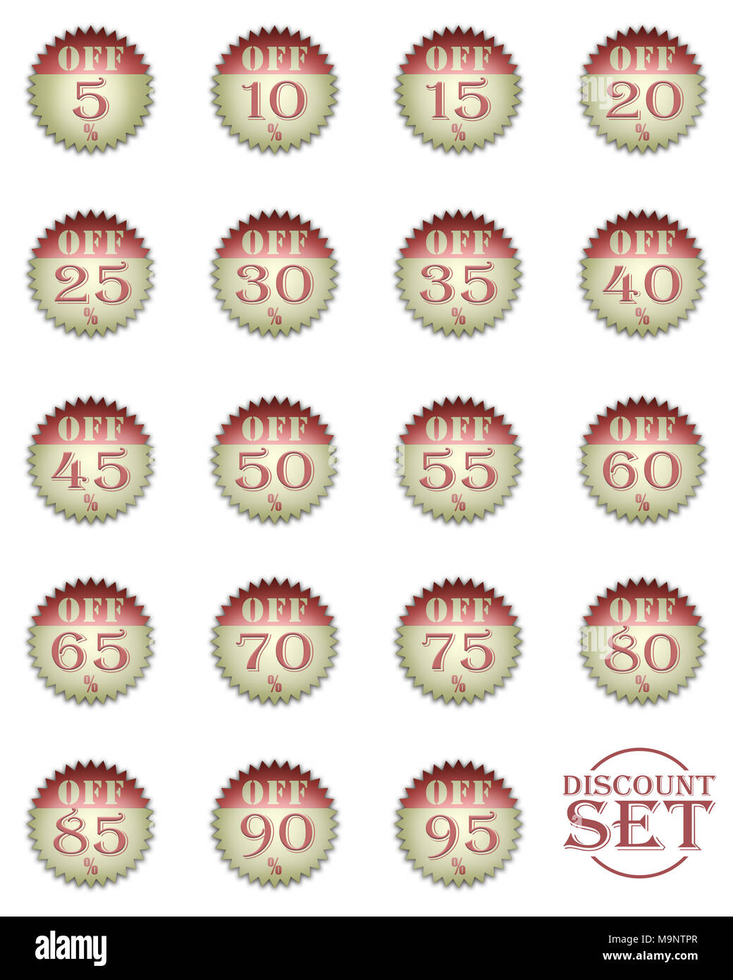 Set of discounts icons in percentages isolated on white background ...