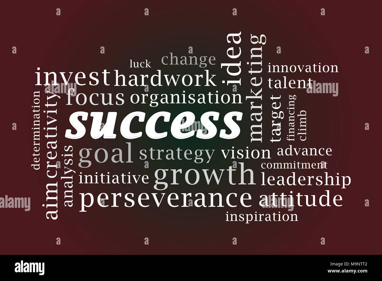 Success word cloud on red gradient background Stock Photo - Alamy
