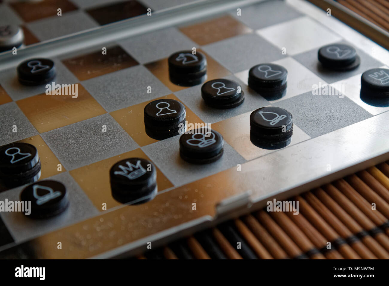 Photo with a picture of a chess steel Board and chess pieces, Metal ...