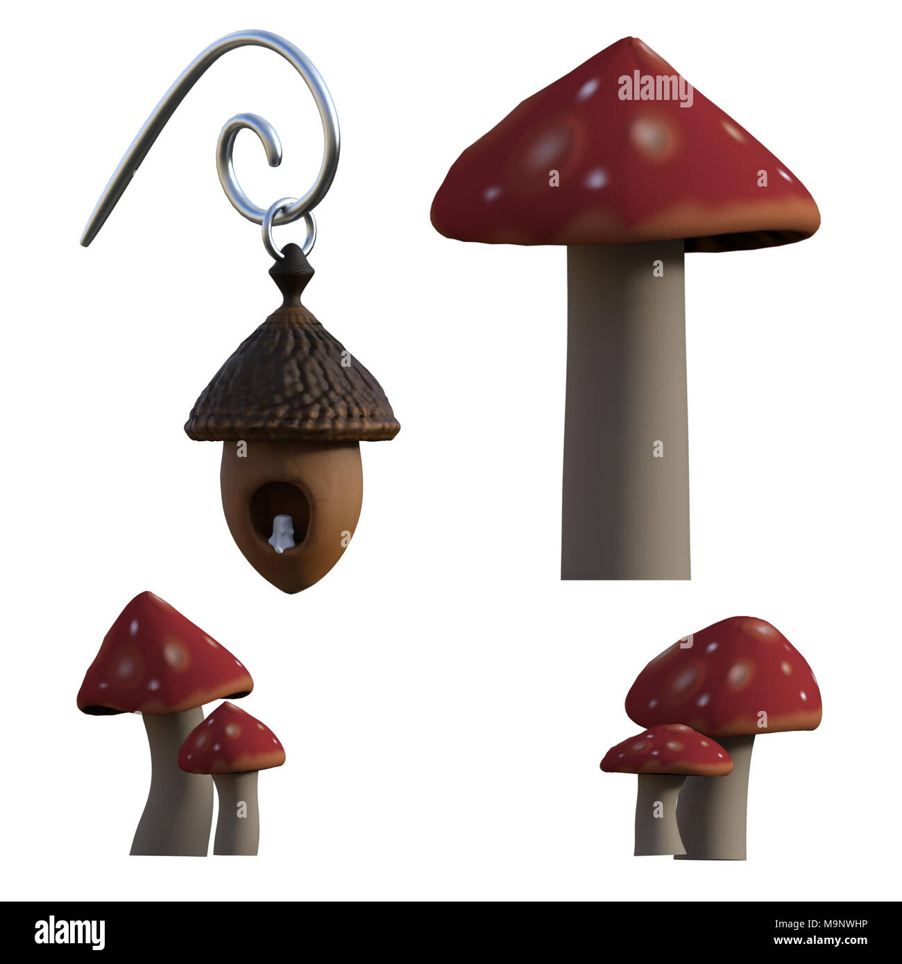 Set of fantasy elements isolated on white, 3d render Stock Photo - Alamy