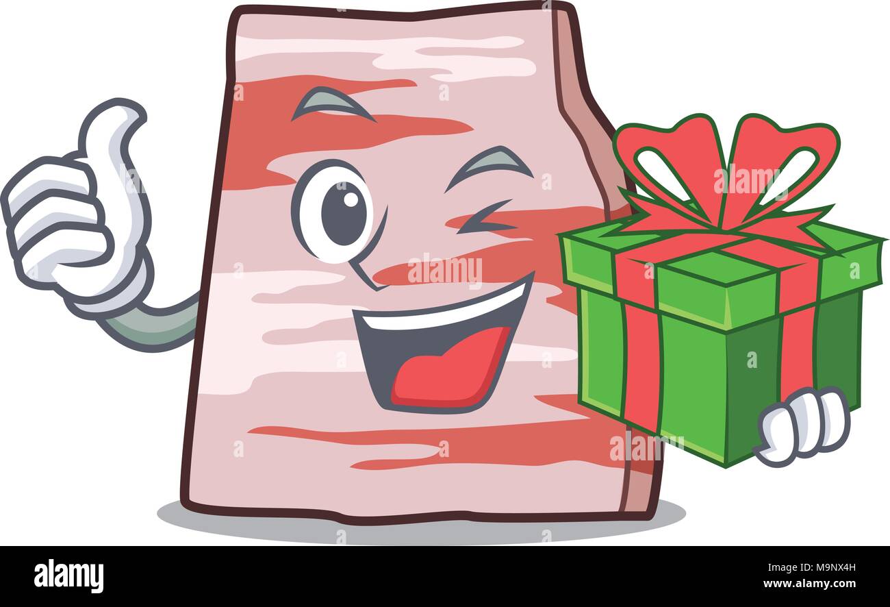 With gift pork lard mascot cartoon Stock Vector Image & Art - Alamy