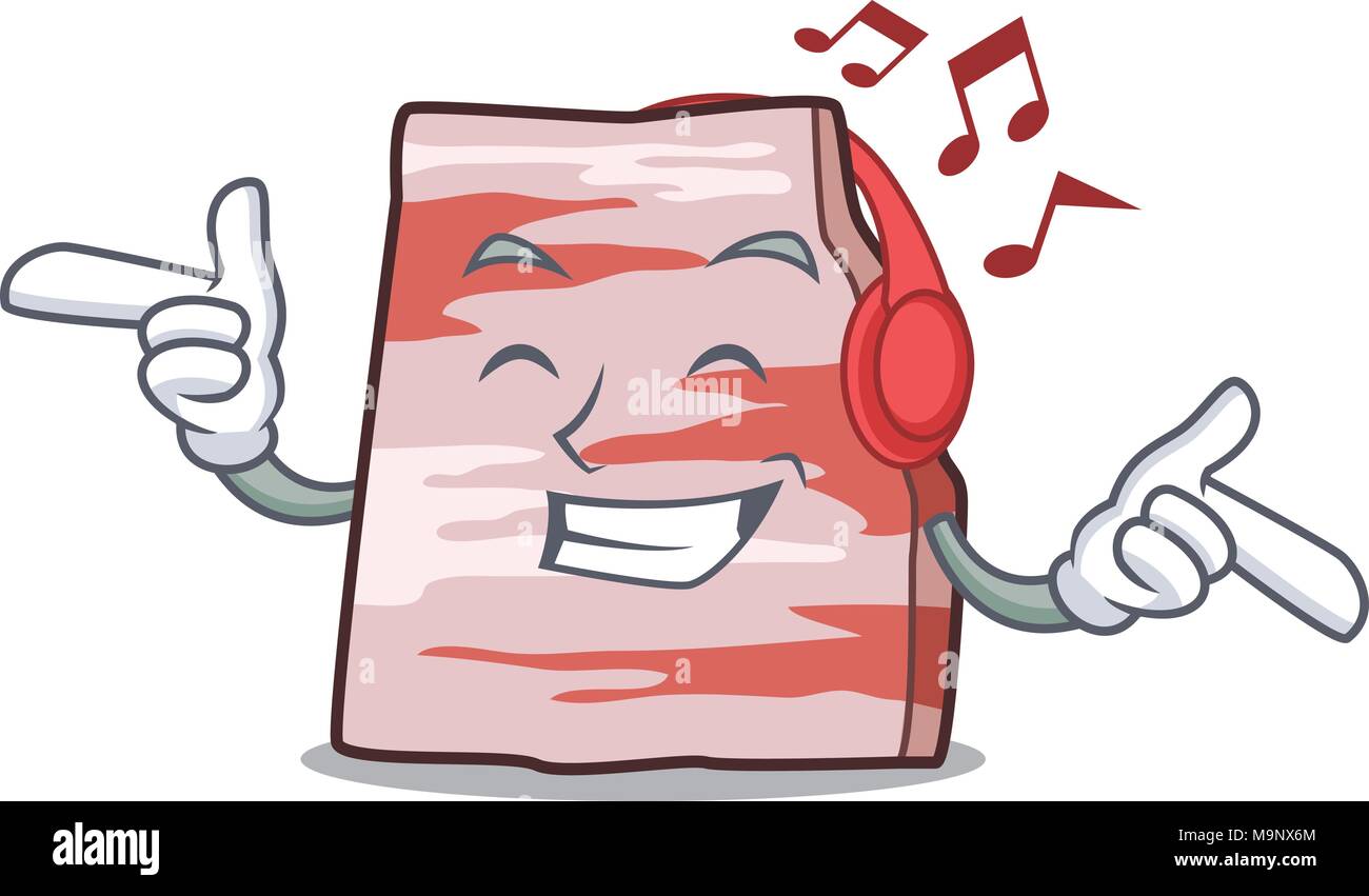 Listening music pork lard mascot cartoon Stock Vector Image & Art - Alamy