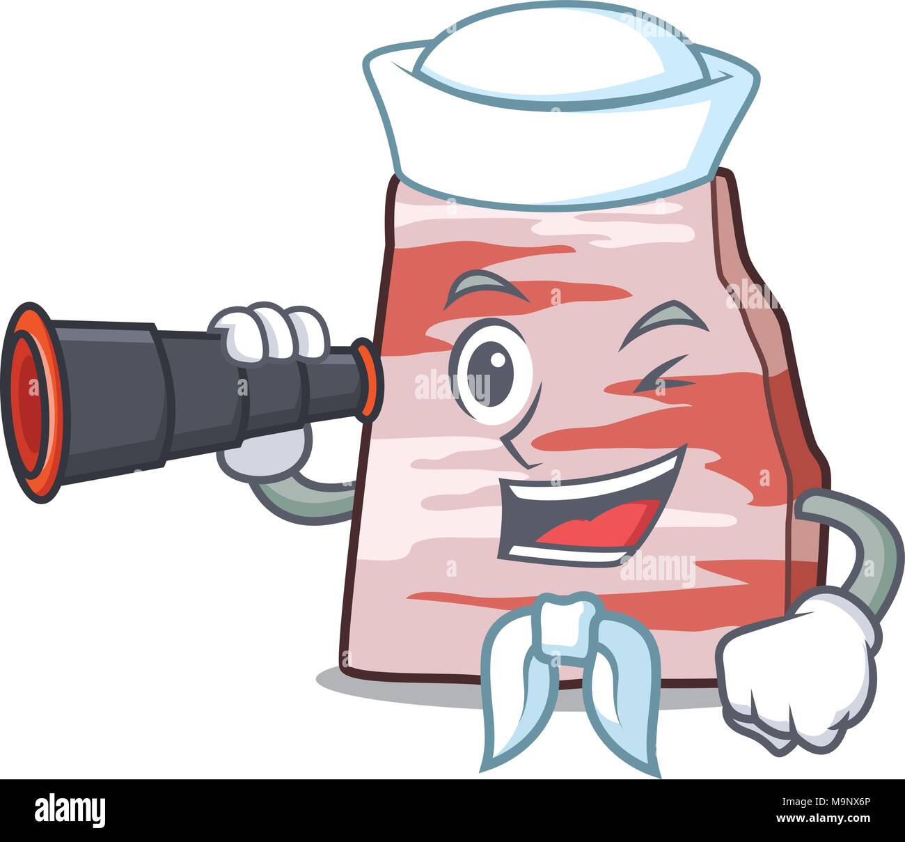 Sailor with binocular pork lard mascot cartoon Stock Vector Image & Art ...