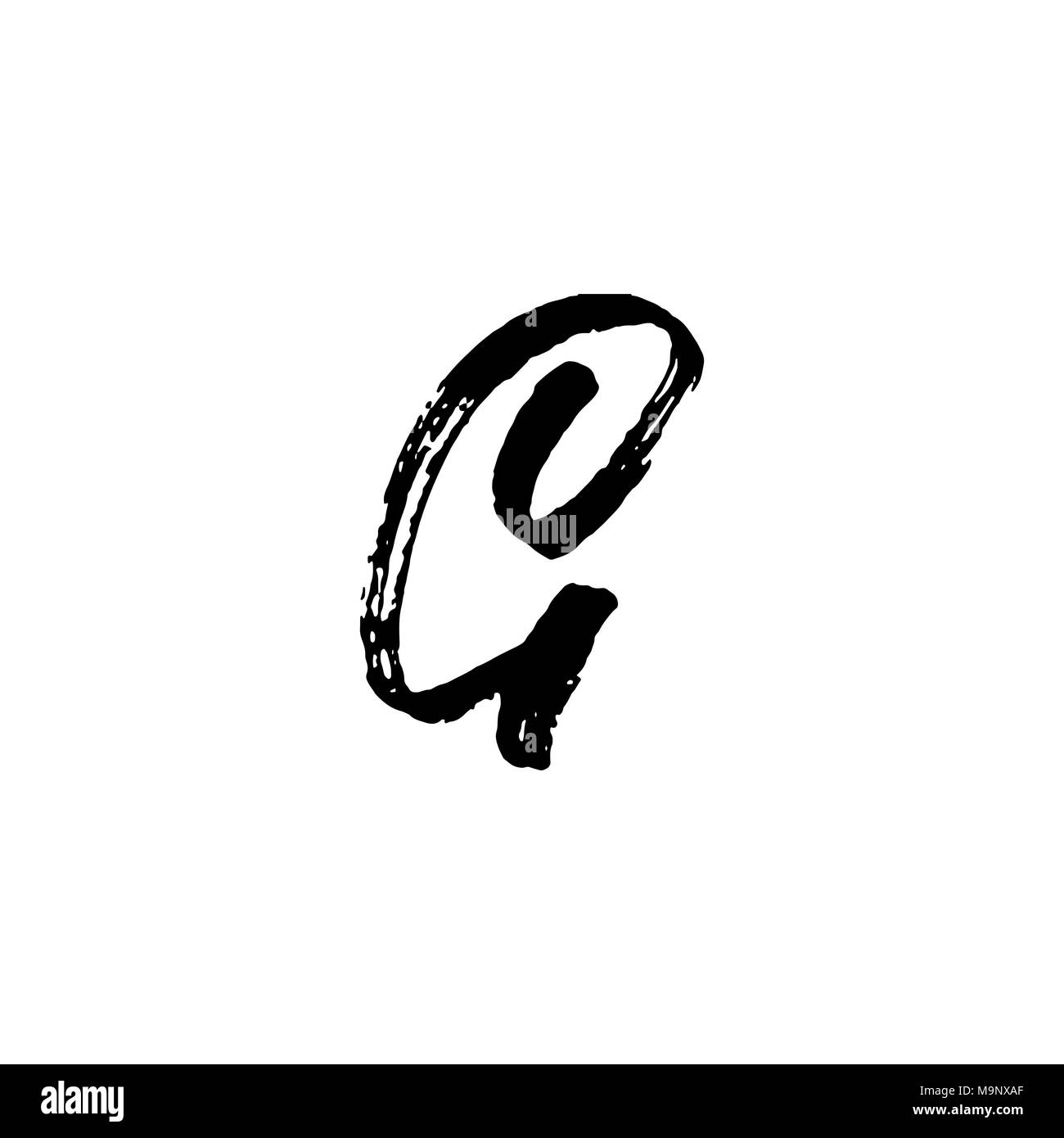 Letter G. Handwritten by dry brush. Rough strokes textured font. Vector ...