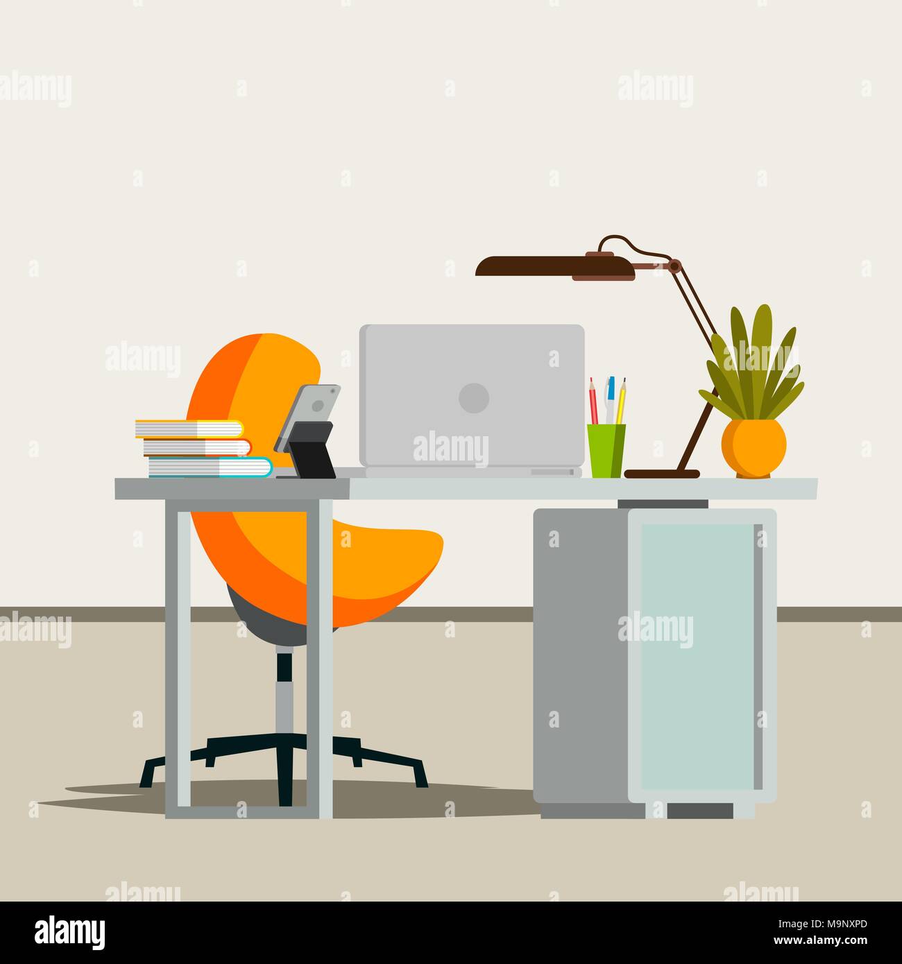 Office Interior Vector. Business Office Workplace. Modern Interior ...