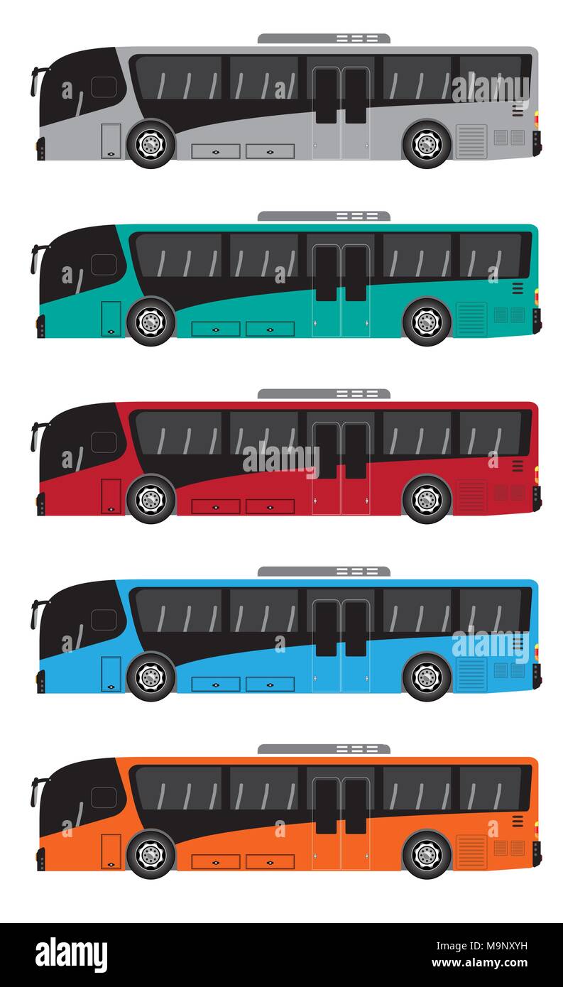 Set of Low floor city Bus Vector and Illustration Stock Vector Image ...