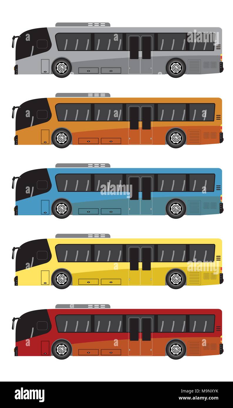 Set of Low floor city Bus Vector and Illustration Stock Vector Image ...