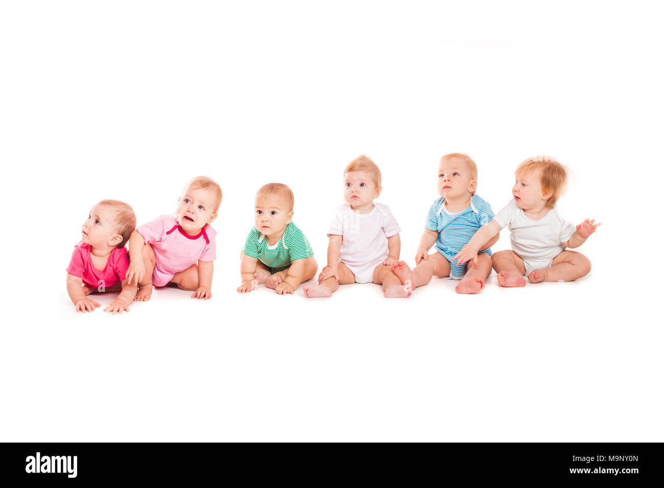 Group of six babies Stock Photo - Alamy