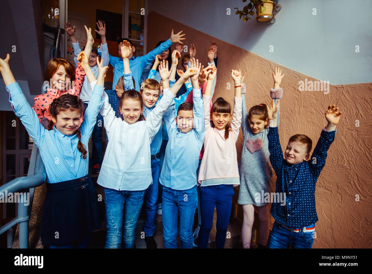 Pupils going on break Stock Photo - Alamy