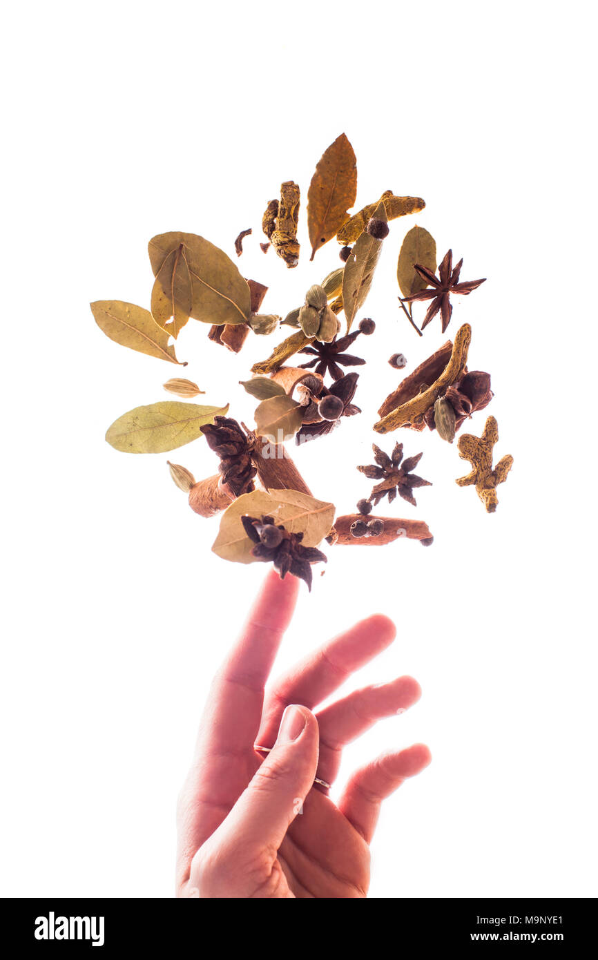 Flying scattered spices Stock Photo - Alamy
