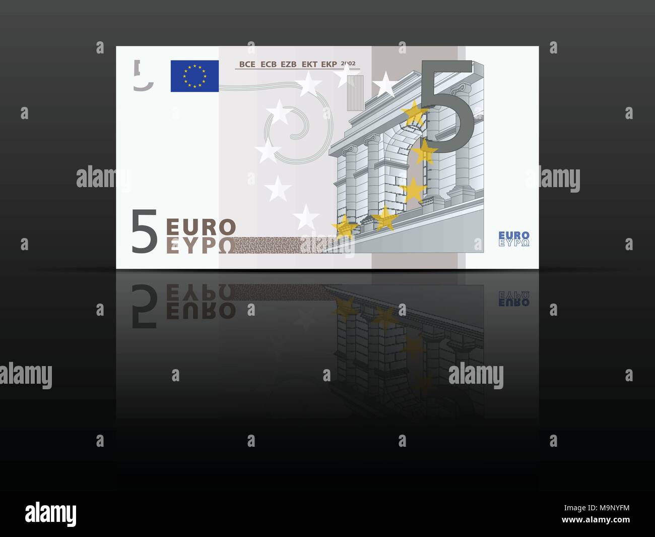 Five euro banknote on a black background Stock Vector Image & Art - Alamy