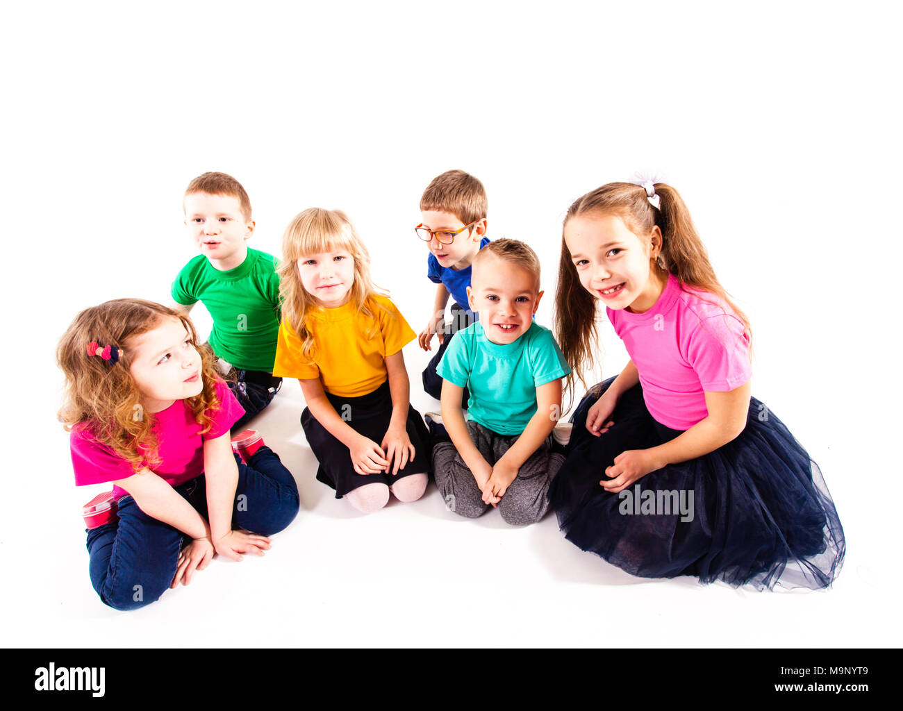 Child boy girl together friend sit Cut Out Stock Images & Pictures - Alamy
