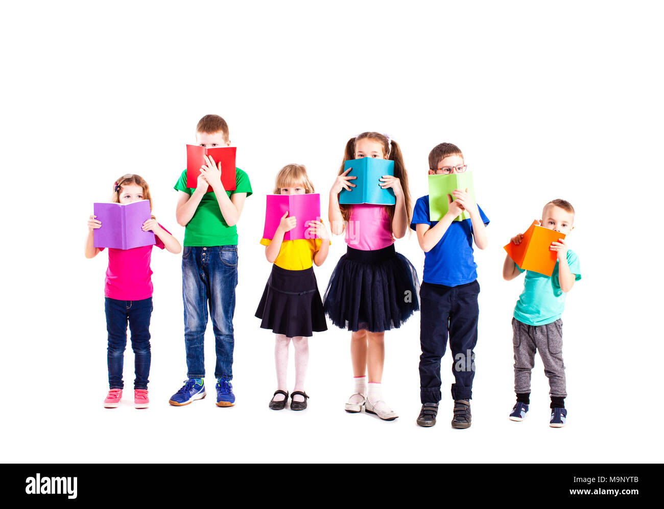 Smart children with books Stock Photo - Alamy