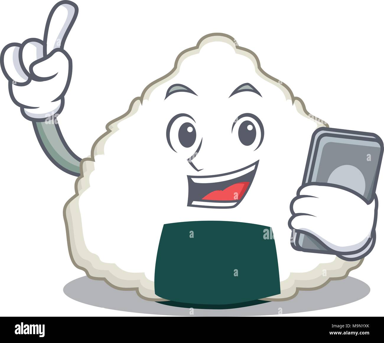 With phone Onigiri character cartoon style Stock Vector Image & Art - Alamy