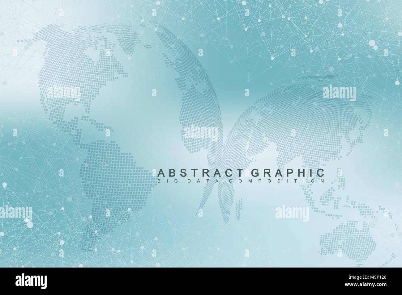 Virtual graphic background with world globes. Global network connection ...