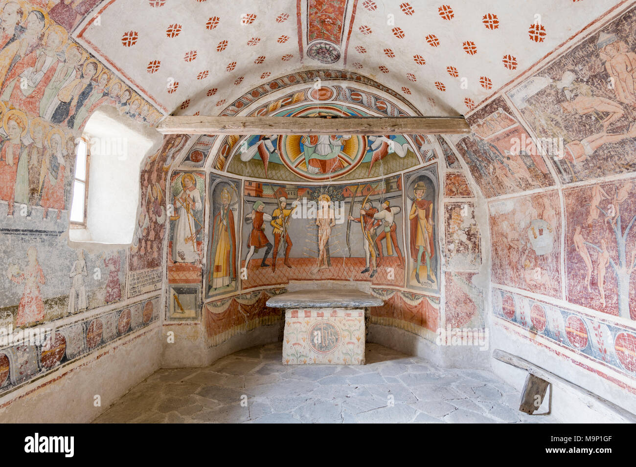 Frescoes in the Chapel of San Sebastiano, Val Maira, Celle di Macra ...
