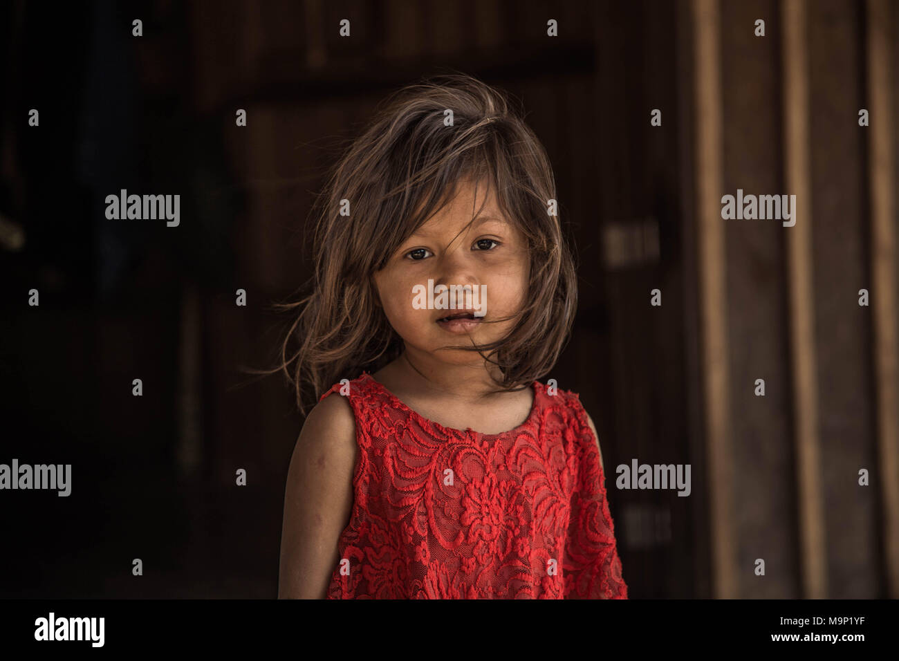 Native little girl, Portrait, Village Preah Meas, Sen Monorom ...