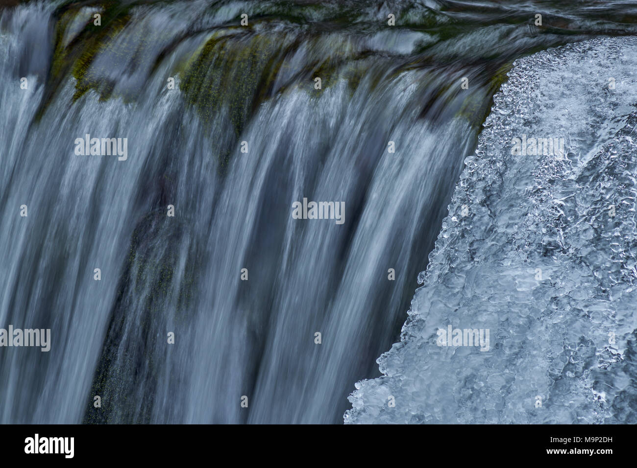 Rapidly flowing cold water through the ice Stock Photo - Alamy