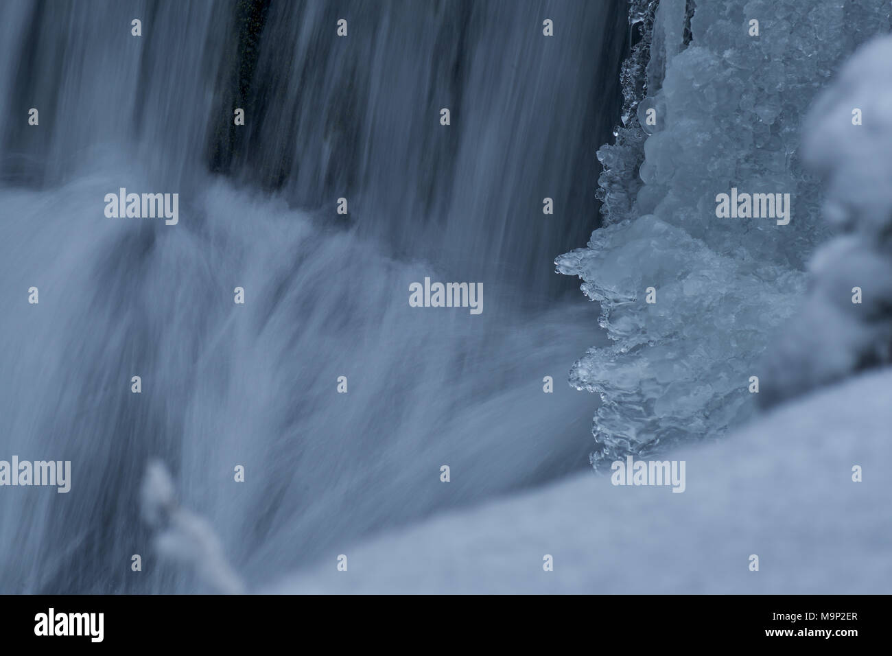 Rapidly flowing cold water through the ice Stock Photo - Alamy