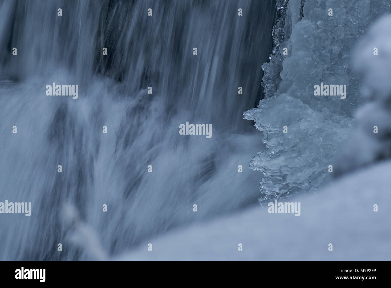 Rapidly flowing cold water through the ice Stock Photo - Alamy