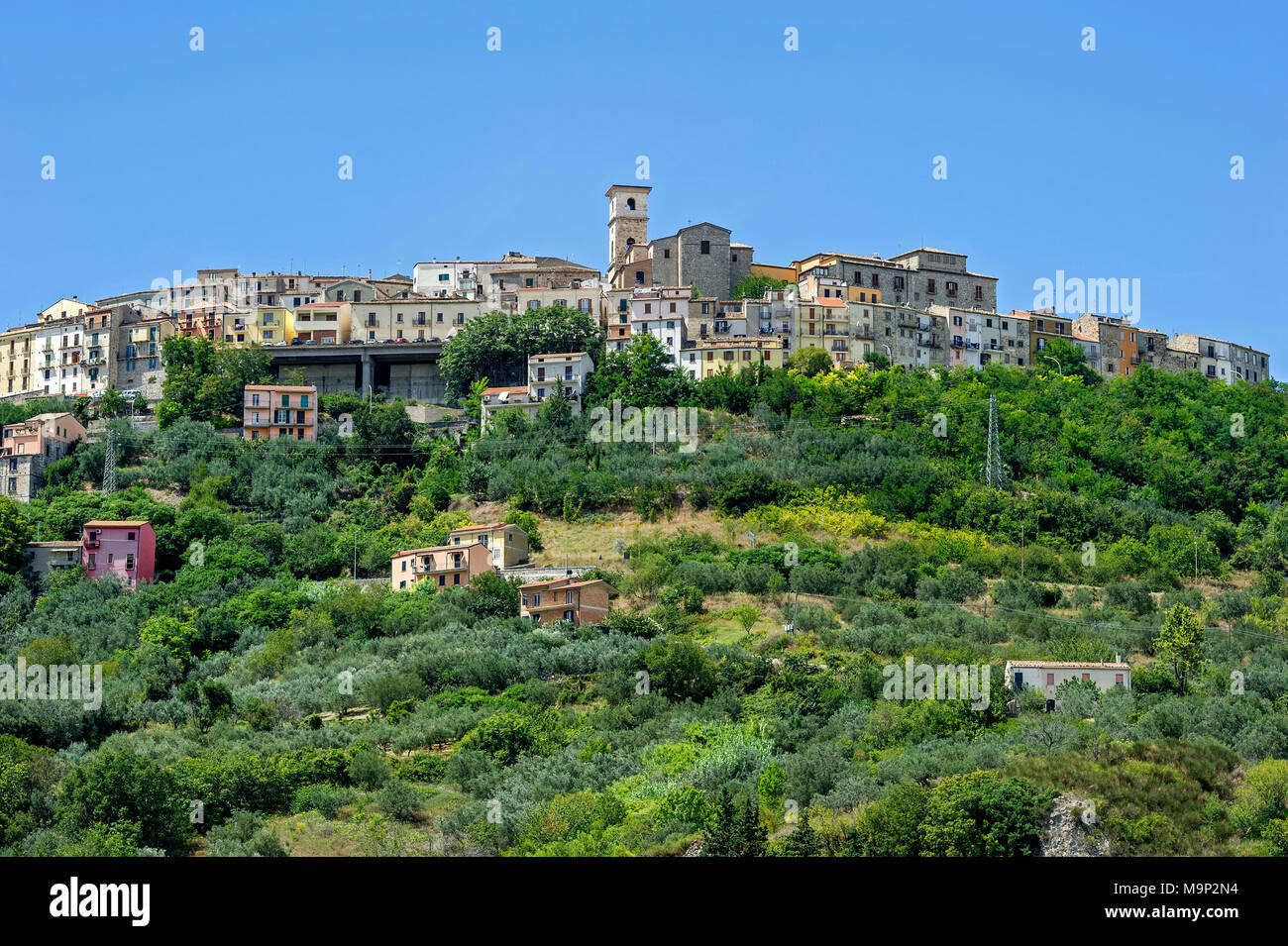 View of the old town on a green hill, Trivento, Molise, Italy Stock ...