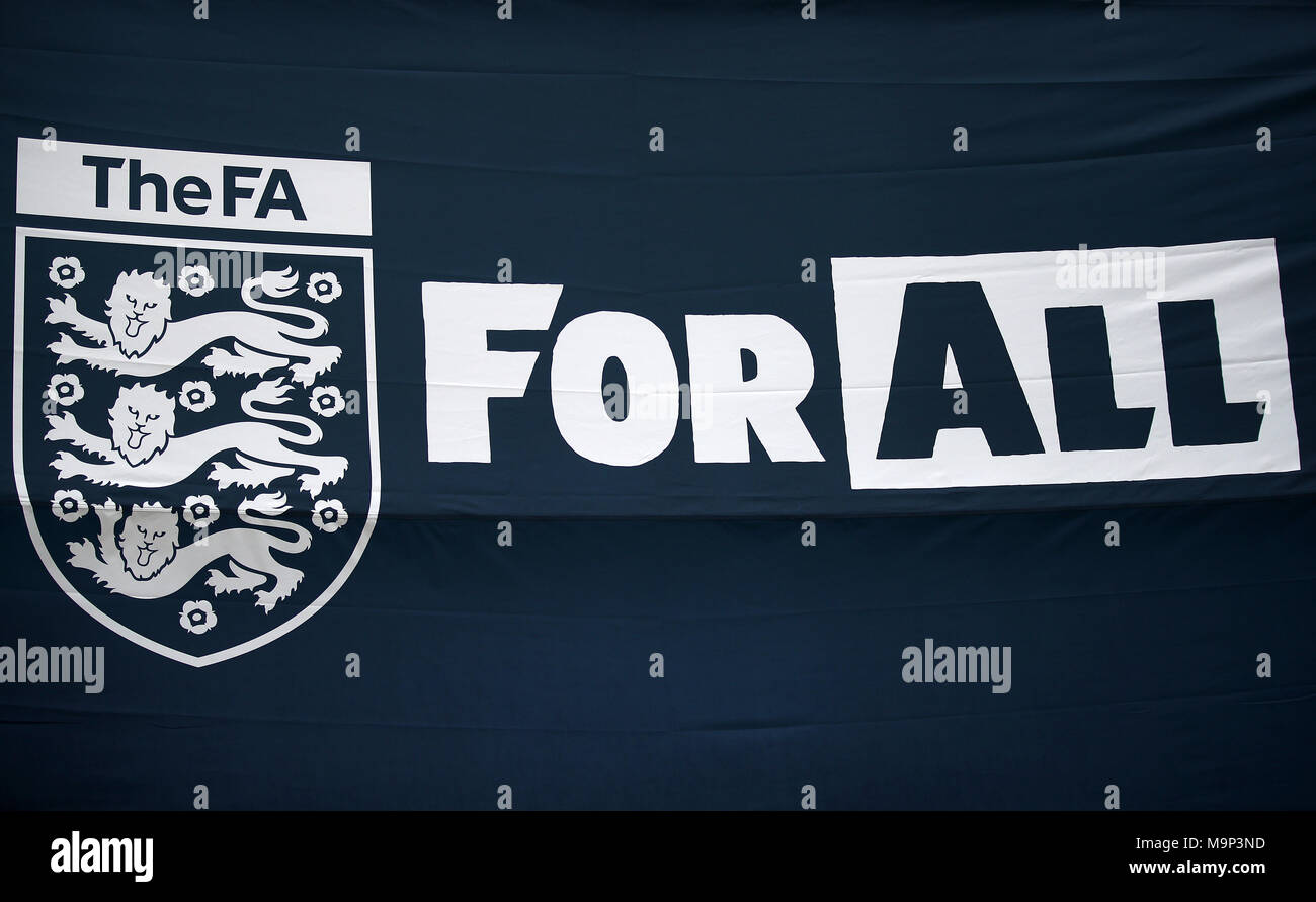 A flag of the The FA For All outside the ground before the ...