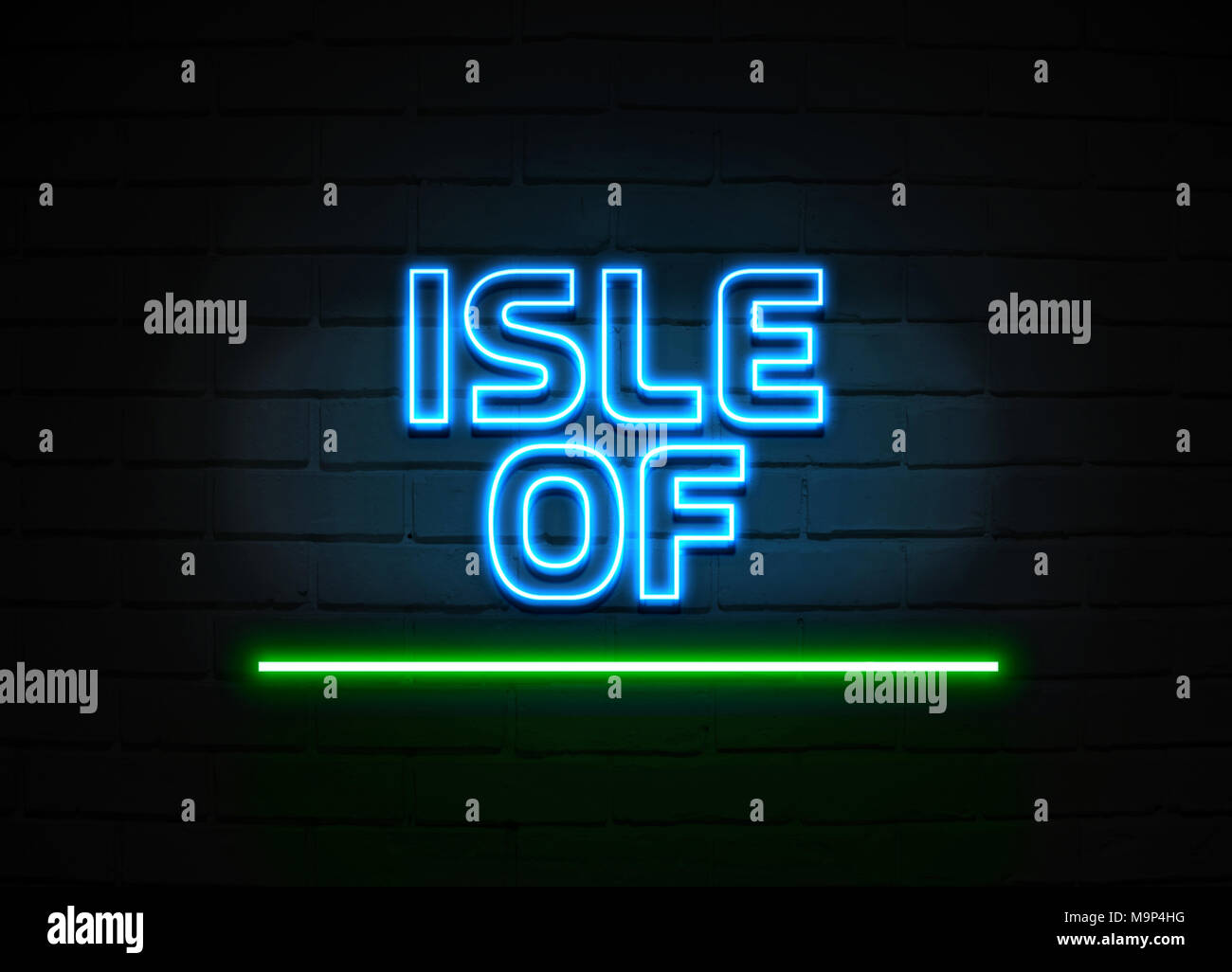 Isle Of Man neon sign - Glowing Neon Sign on brickwall wall - 3D ...