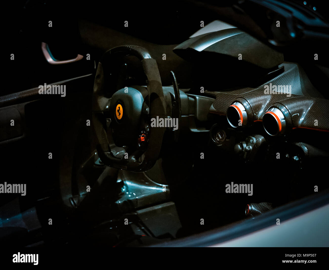 Detail of a La Ferrari Aperta sports car from 2016, featuring a hybrid ...