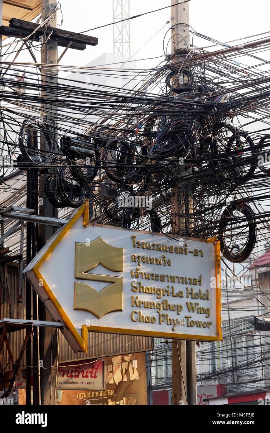 Post with cable tangle, chaotic cables, cable tangle, at the Thanon ...