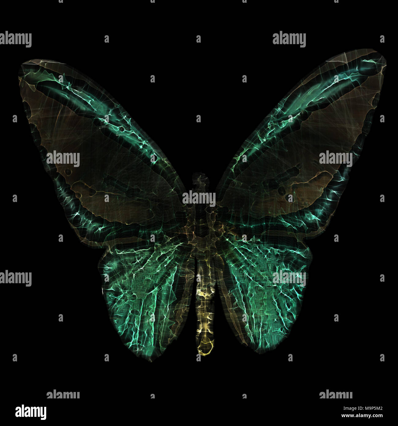 Abstract digital background, butterfly made of particles, lines and ...