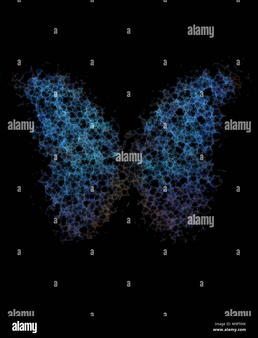 Abstract digital background, butterfly made of particles, lines and ...