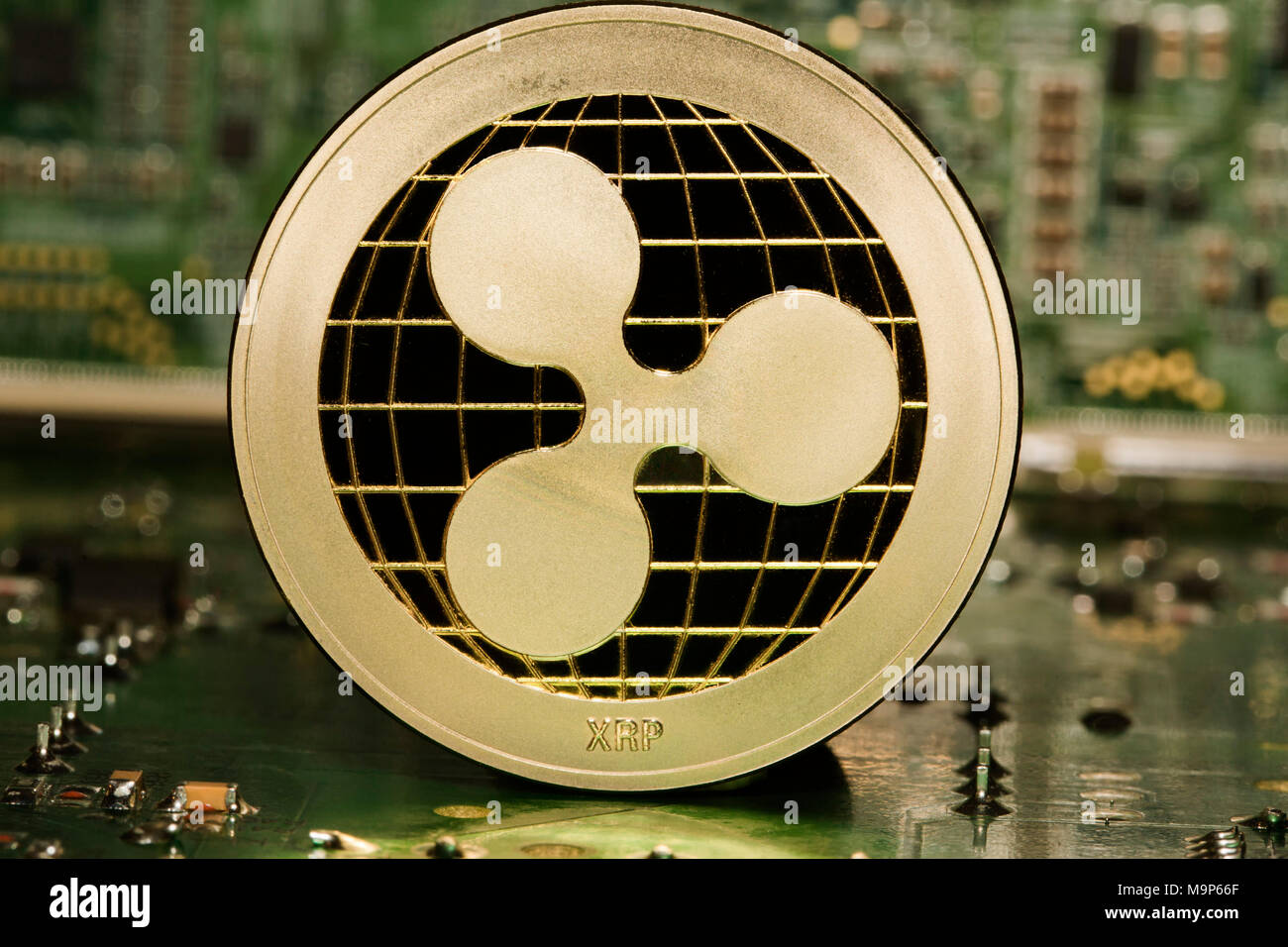 Golden coin ripple, XRP, symbol image crypto currency, digital currency ...