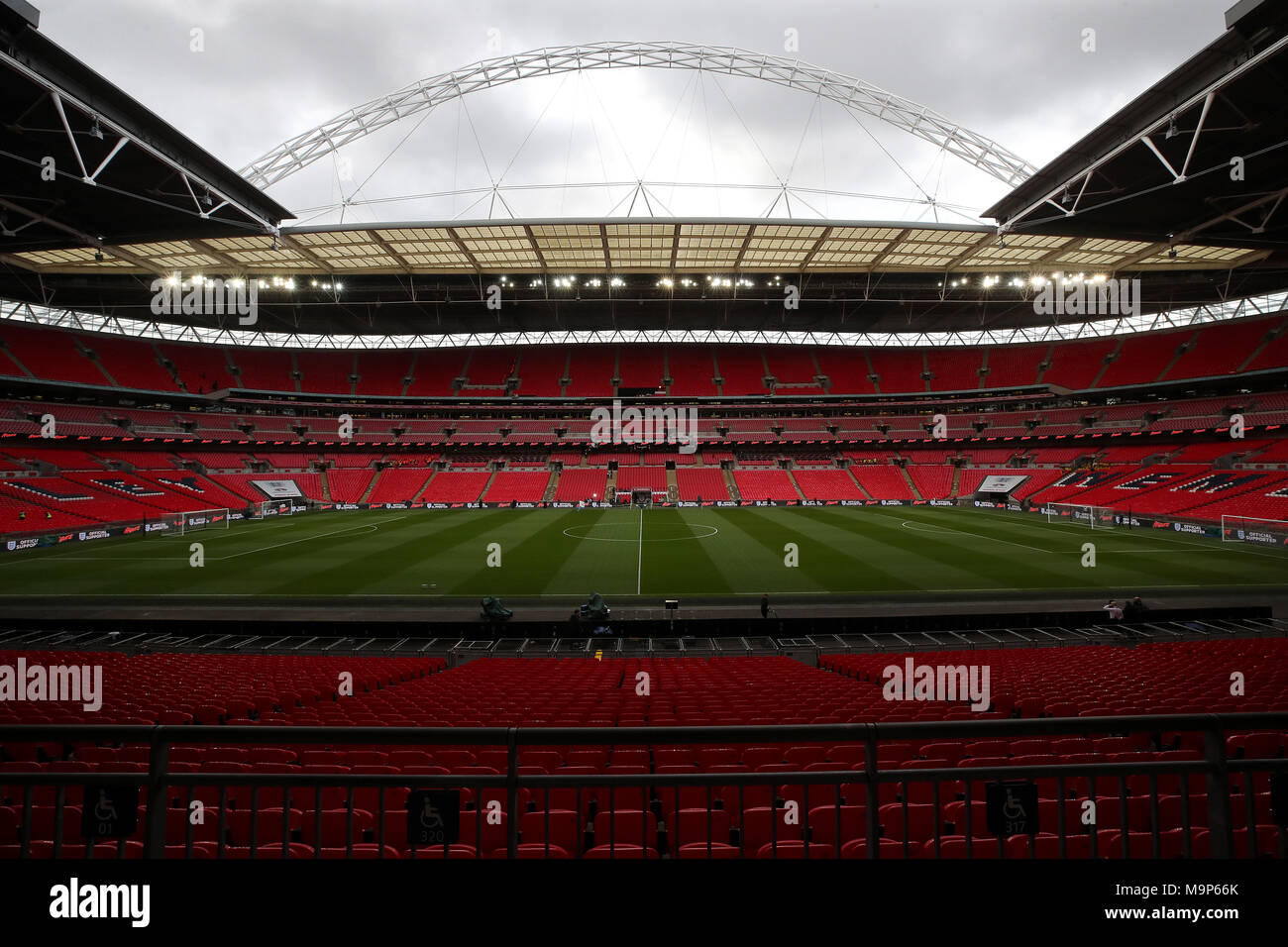 A view of the empty ground before the international friendly match at ...