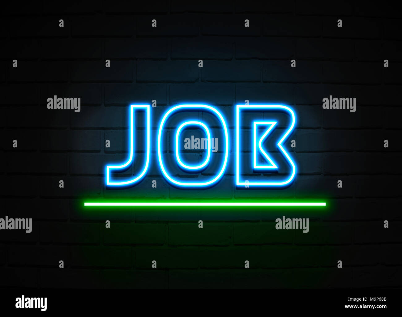 Job neon sign - Glowing Neon Sign on brickwall wall - 3D rendered ...