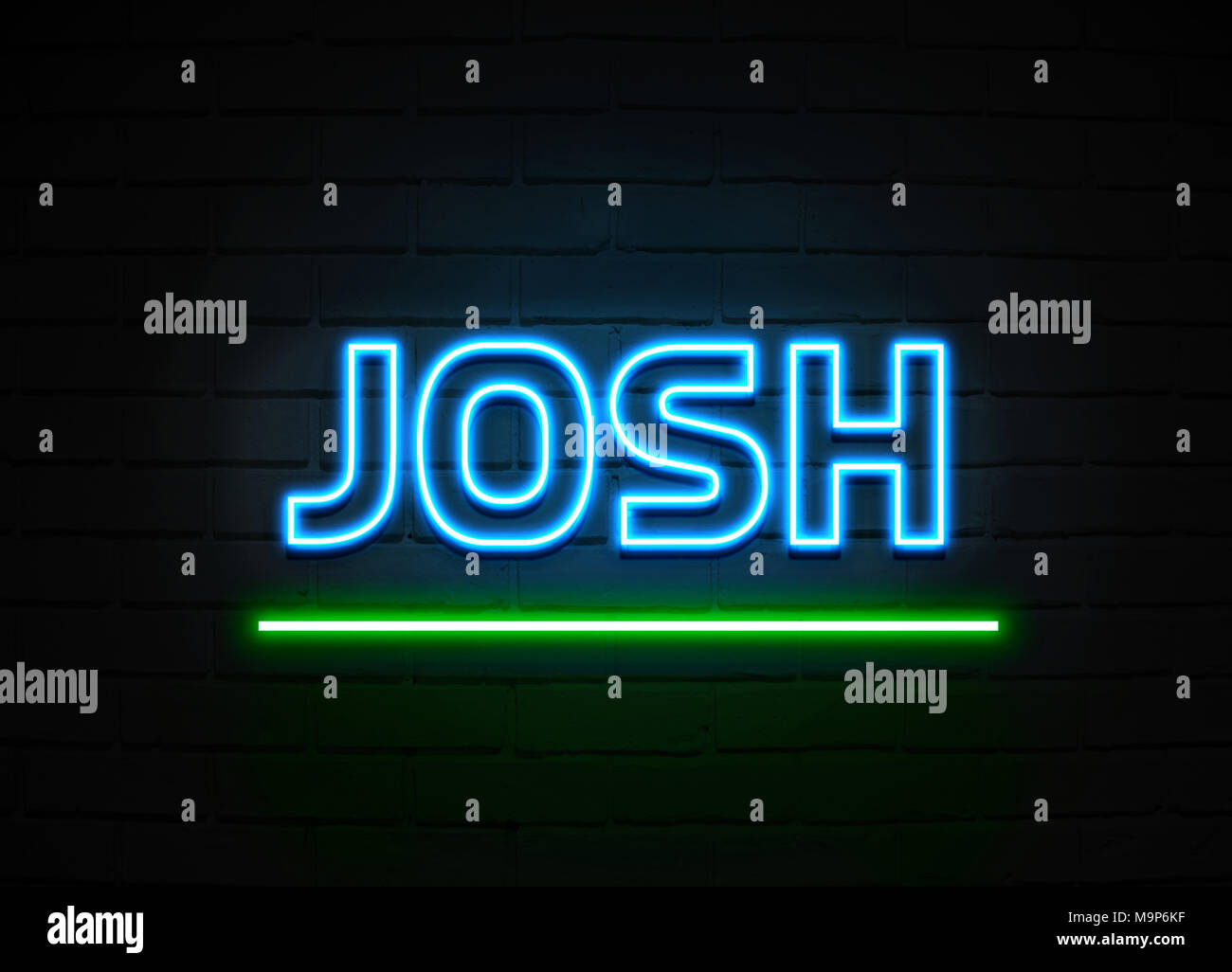 Josh neon sign - Glowing Neon Sign on brickwall wall - 3D rendered ...