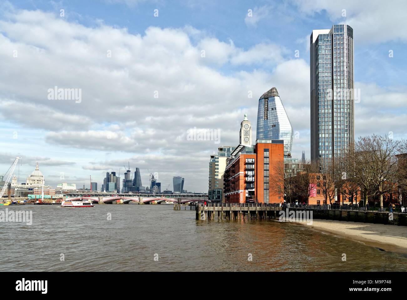 Skyline of the City of London showing ongoing construction projects and ...