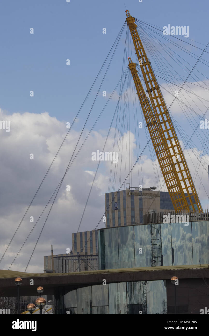 Abstract view of the O2 and Glass offices buildings in North Greenwich ...