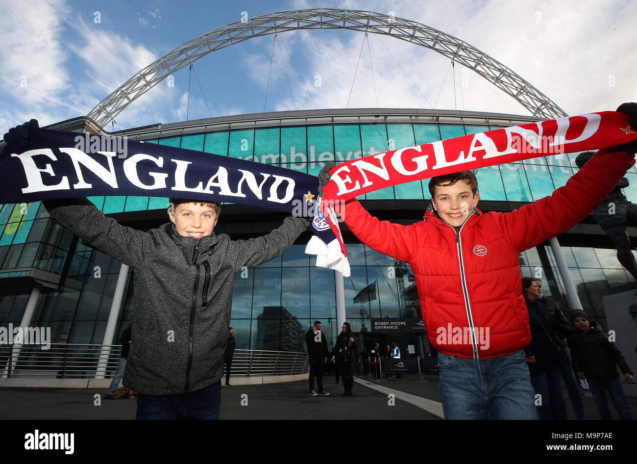 England fans Ben and Jake from Maidenhead outside the ground before the ...