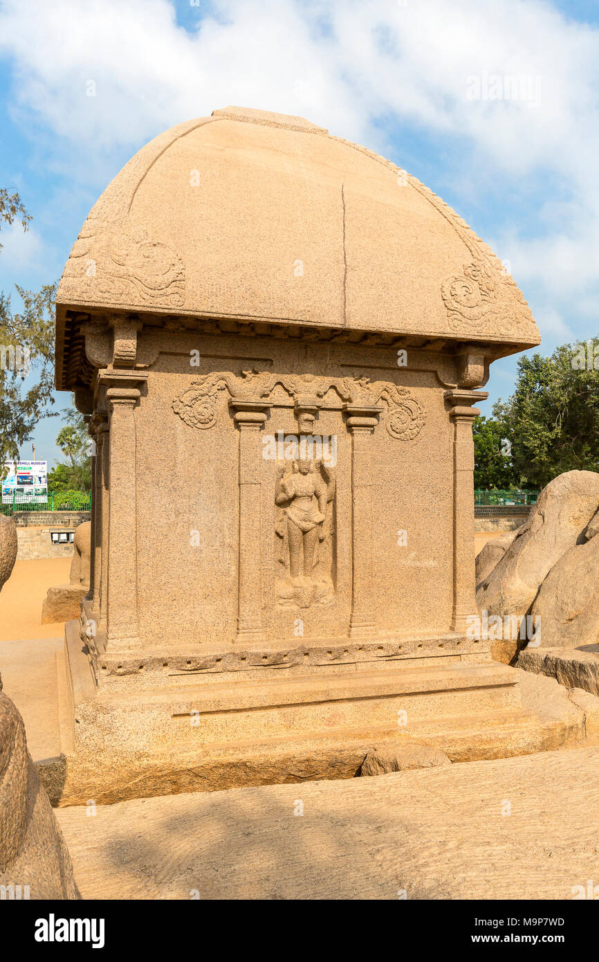 The Five Rathas, Draupadi ratha, Mahabalipuram, Tamil Nadu, India Stock ...