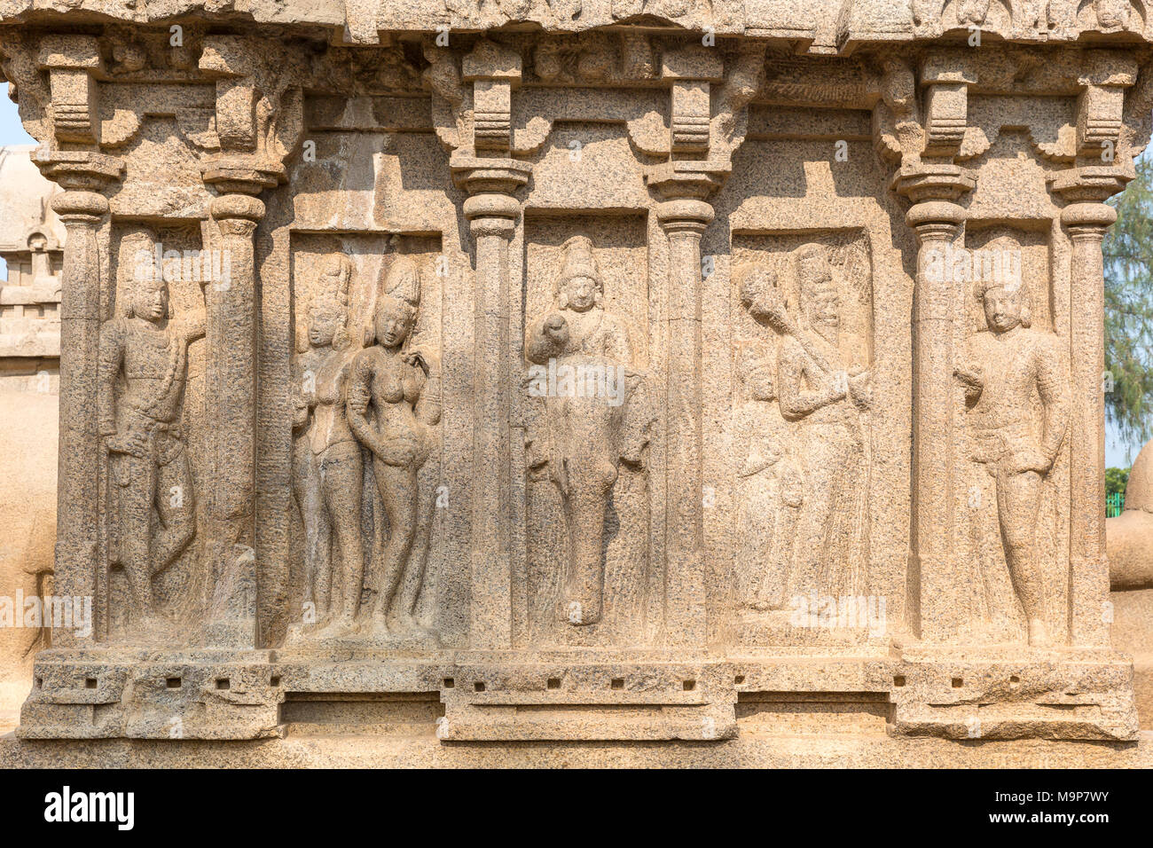 The Five Rathas, relief, Arjuna ratha, Mahabalipuram, Tamil Nadu, India ...