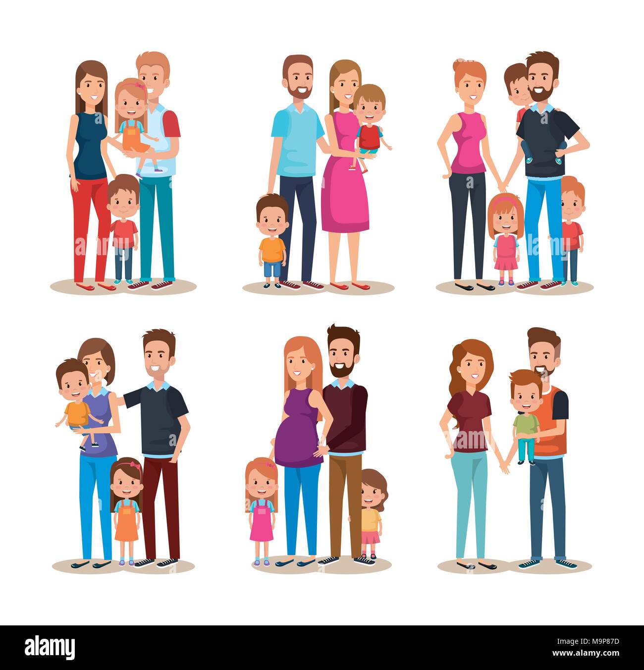 set cute family happy characters Stock Vector Image & Art - Alamy