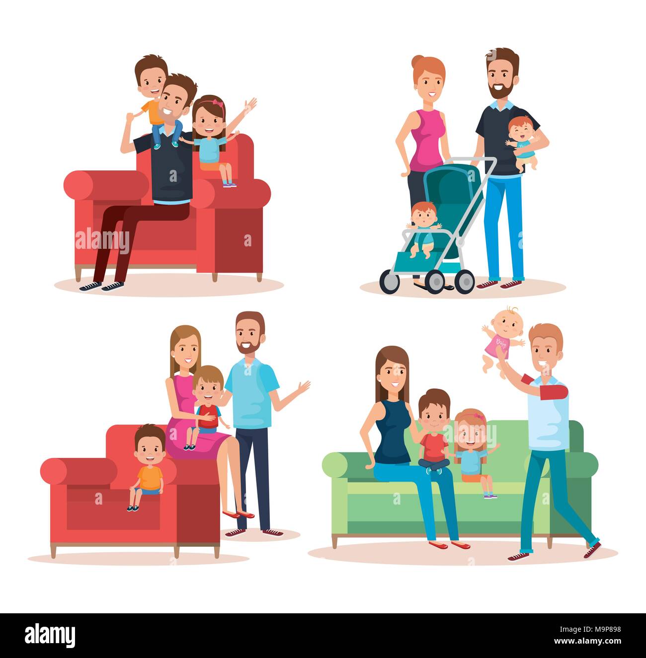 set cute family happy characters Stock Vector Image & Art - Alamy