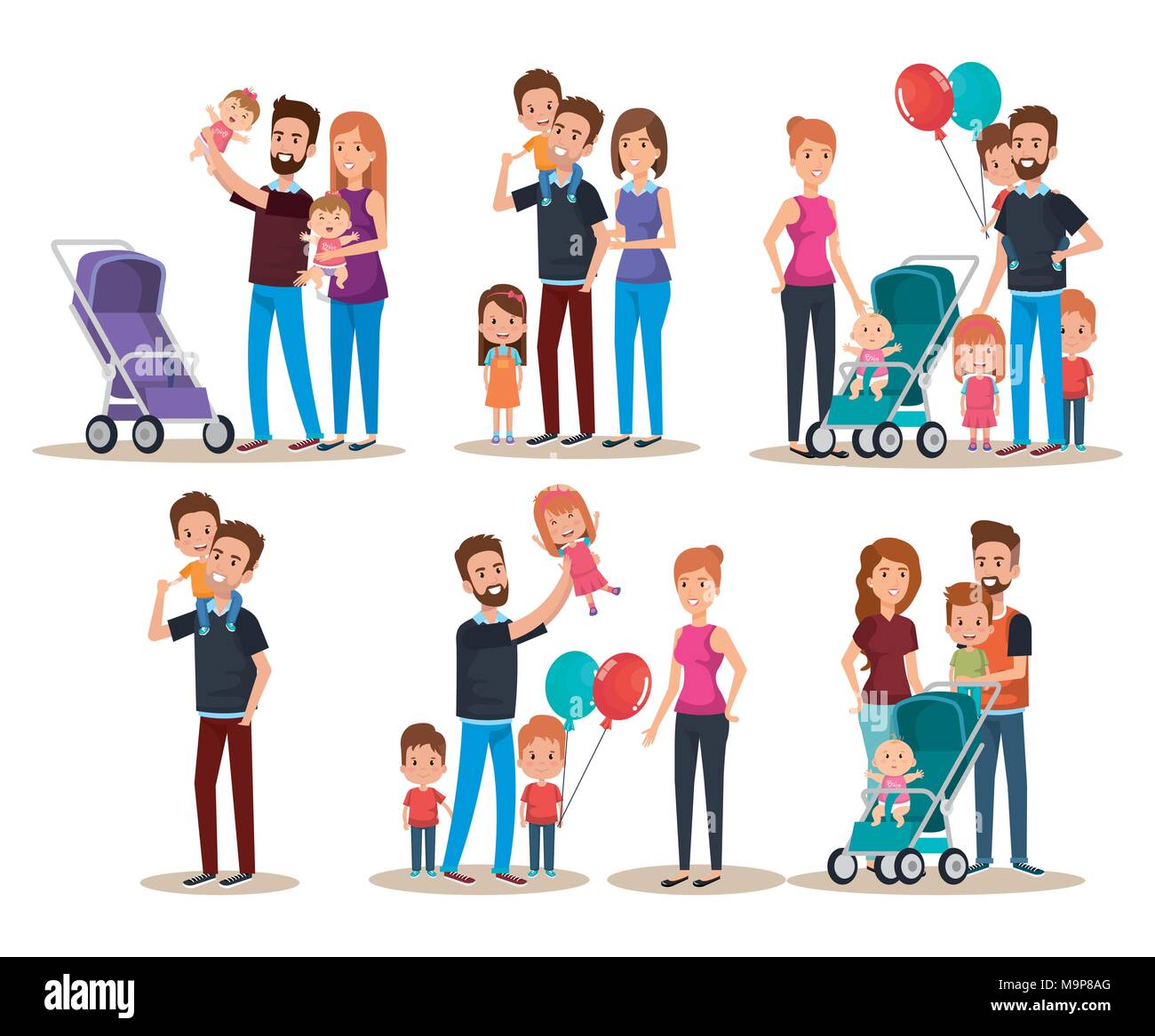 set cute family happy characters Stock Vector Image & Art - Alamy