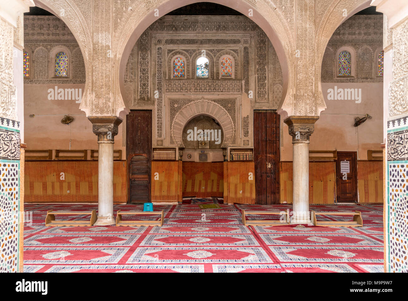 Interior of the Koranic school Medersa Bou Inania, Fez, Morocco Stock ...