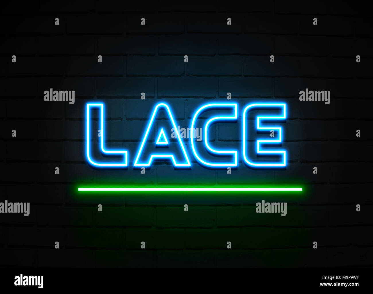 Lace neon sign - Glowing Neon Sign on brickwall wall - 3D rendered ...