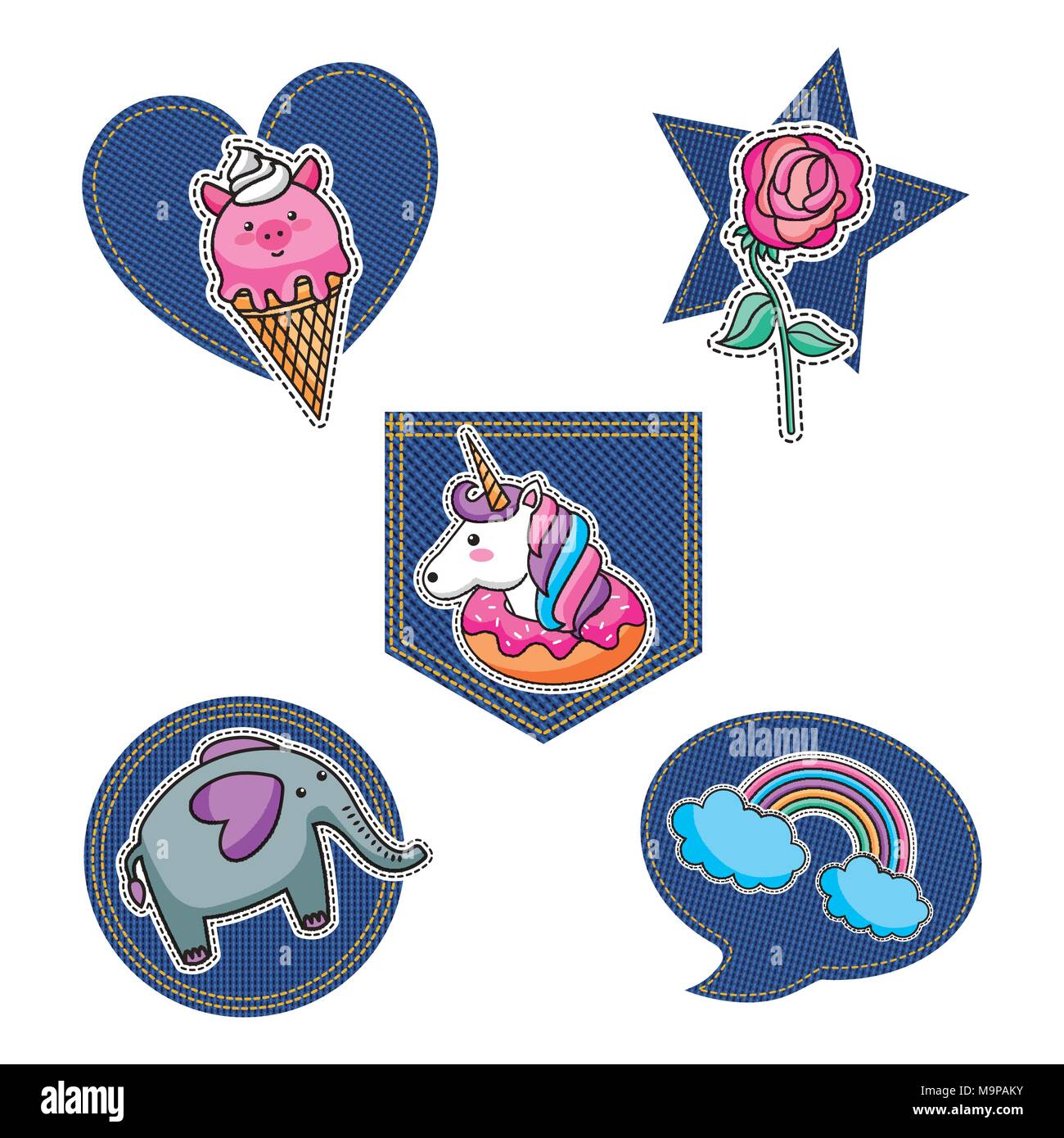 embroidery patch denim Stock Vector Image & Art - Alamy