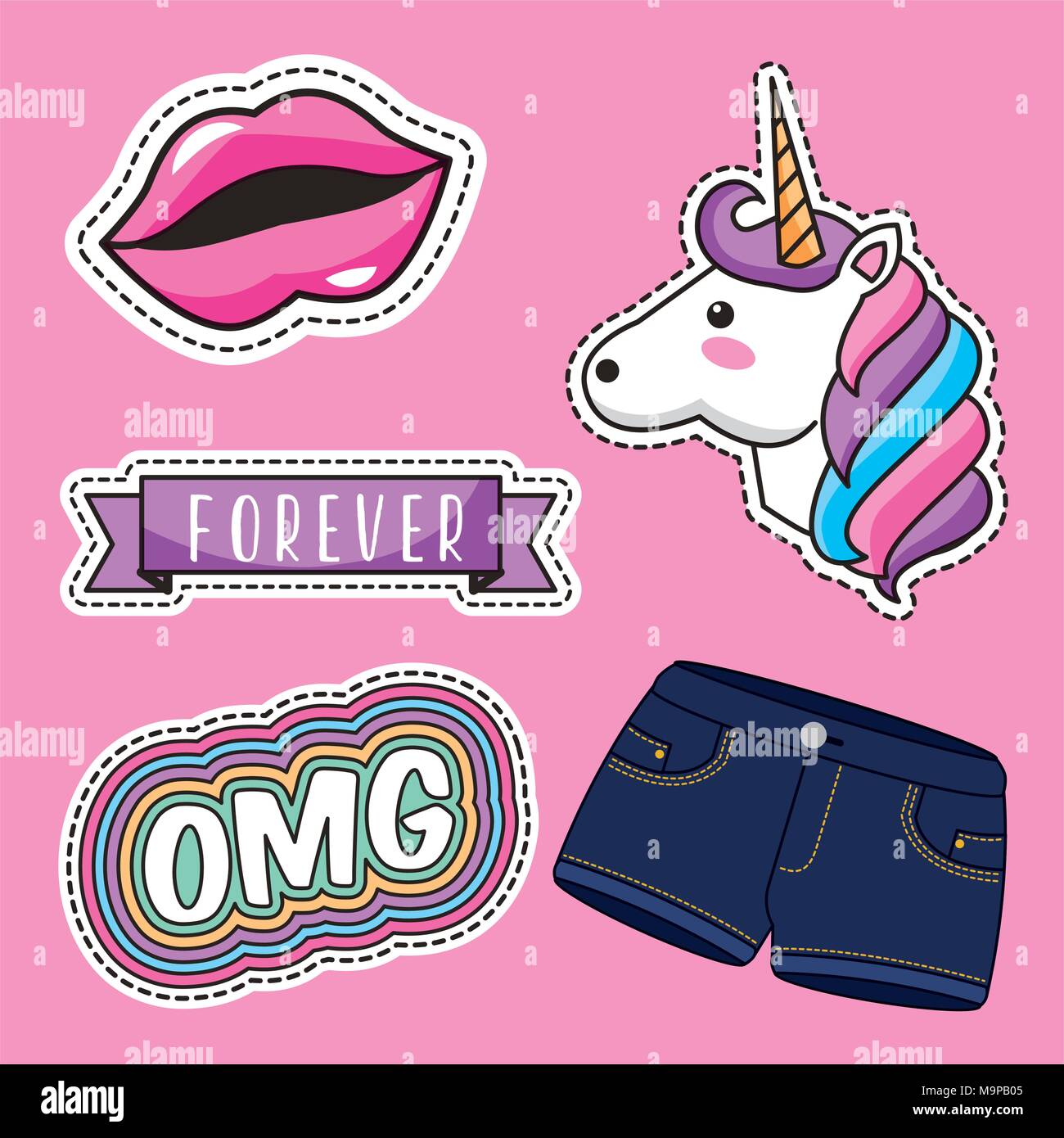 Denim shorts fashion Stock Vector Images - Alamy