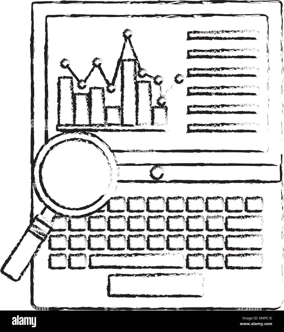 laptop with statistic diagram on screen analysis Stock Vector Image ...