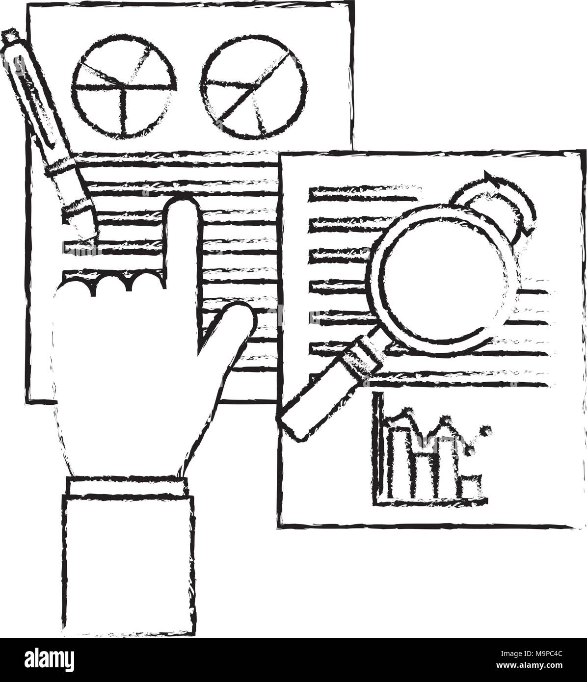 hand with paper work report analysis business Stock Vector Image & Art ...